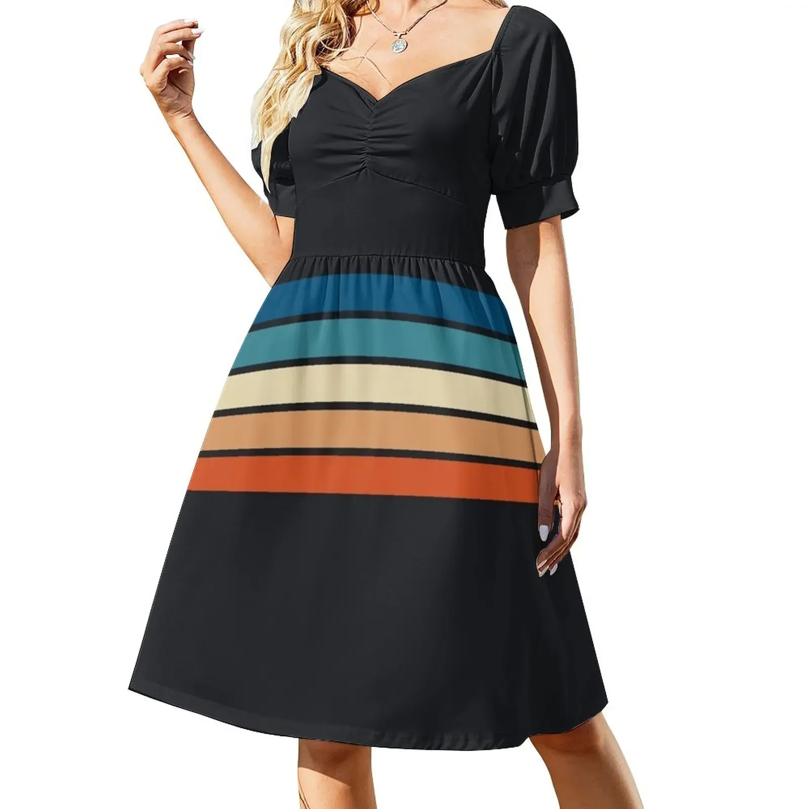 70s Vintage Retro Stripes Sleeveless Dress prom dresses 2025 dresses ...