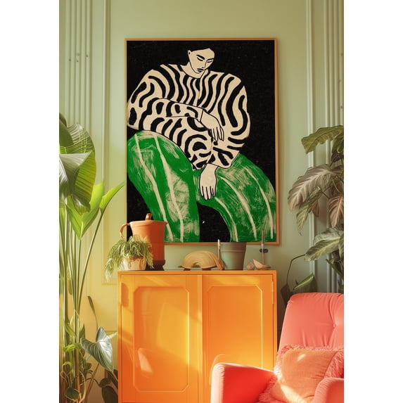 70s Woman Black Line Art Print, Unframed Paper Poster 24x36in - Walmart.com