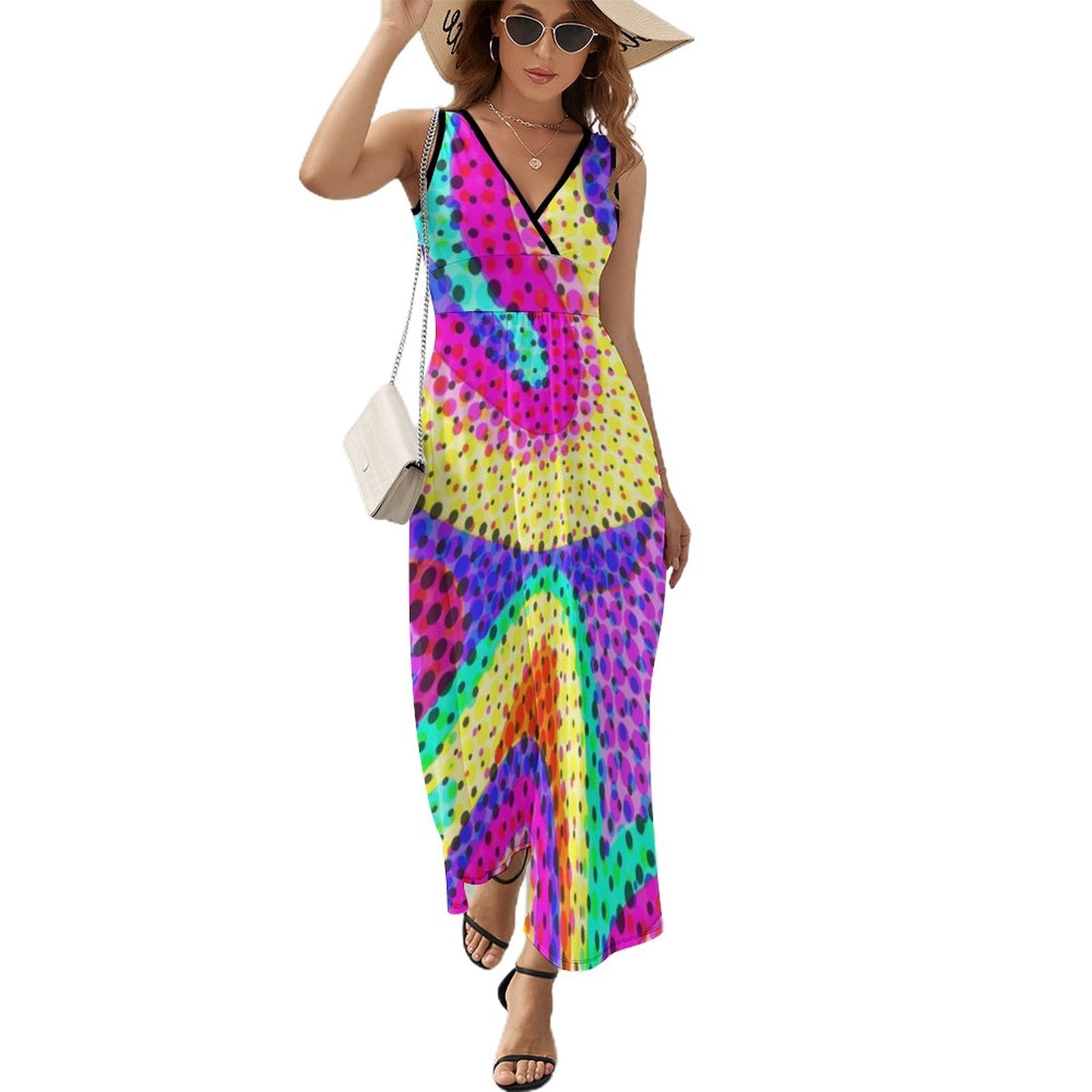 70s liquid pattern Sleeveless Dress Evening dresses Women's dress ...