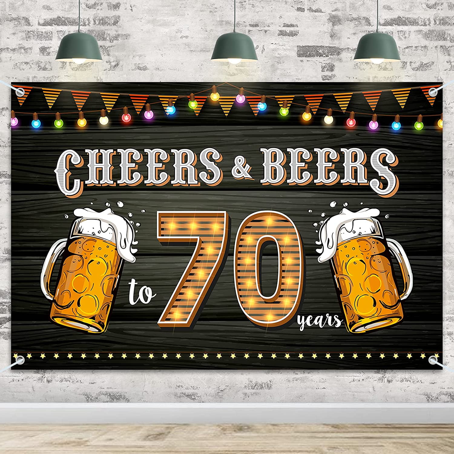 70th Birthday Anniversary Banner Backdrop - Cheers and Beers to 70 ...