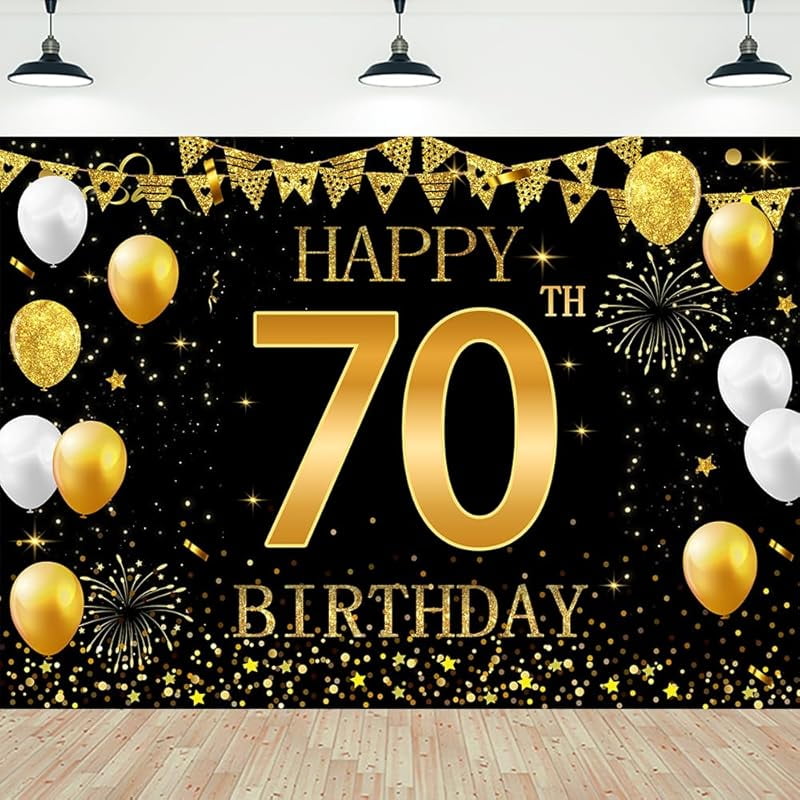 70th Birthday Backdrop White Cheers Happy Birthday Backdrop 70th ...