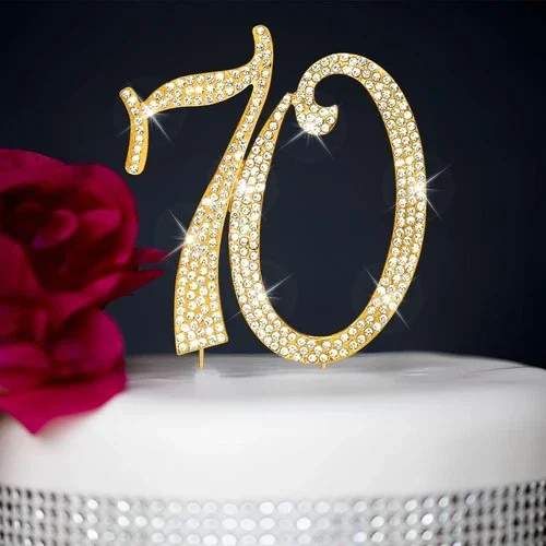 70th Birthday Cake Topper Metal Rhinestones Premium 70th Birthday Cake ...