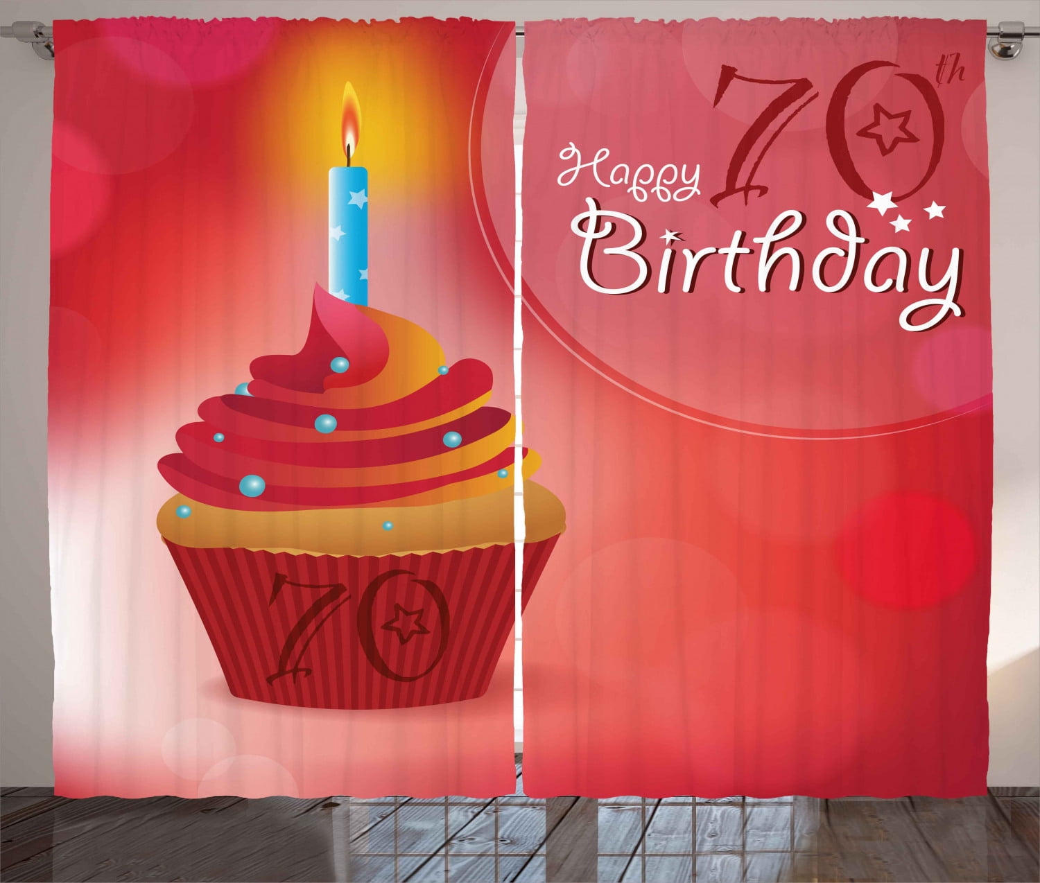 Ambesonne Birthday Curtains 2 Panel Set, Cupcake Abstract, 108" x 108 ...