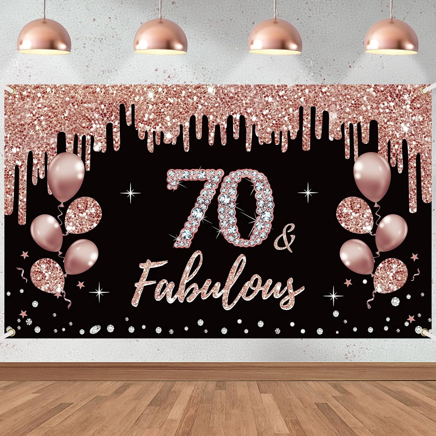 70th Birthday Decorations & Fabulous Birthday Banner for Women, Rose ...