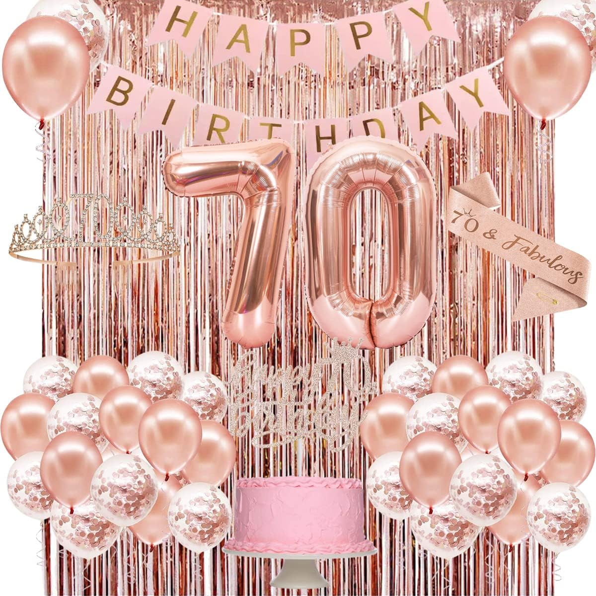 70th Birthday Decorations for Women, Happy 70th Birthday Banner, Crown ...