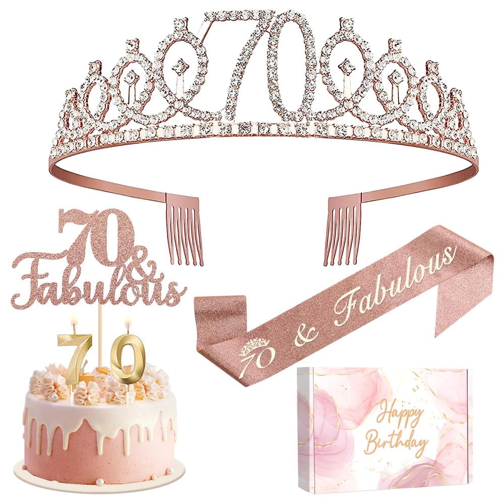 70th Birthday Decorations for Women, Including Rose Gold Sweet ...