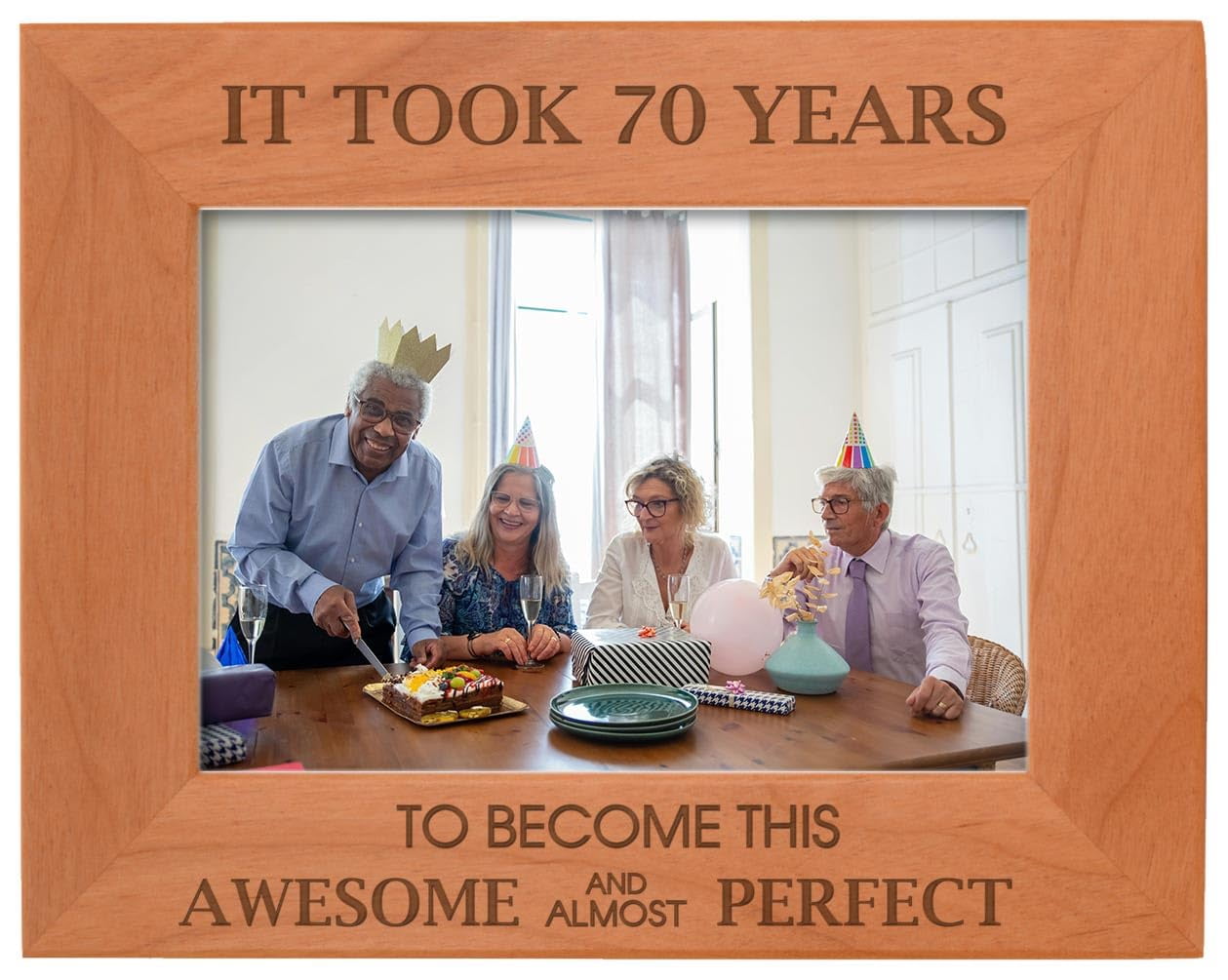 70th Birthday Gift It Took 70 Years Awesome Natural Wood Engraved 5x7 ...