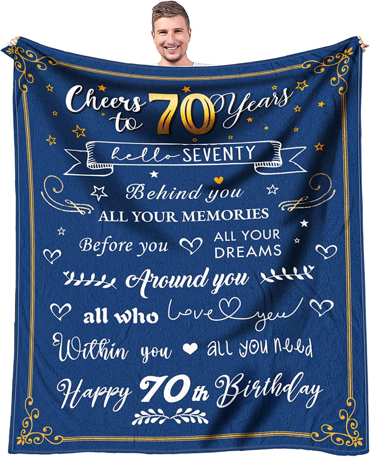 70th Birthday Gifts for Men Blanket - Happy 70 Birthday Gifts for Dad ...