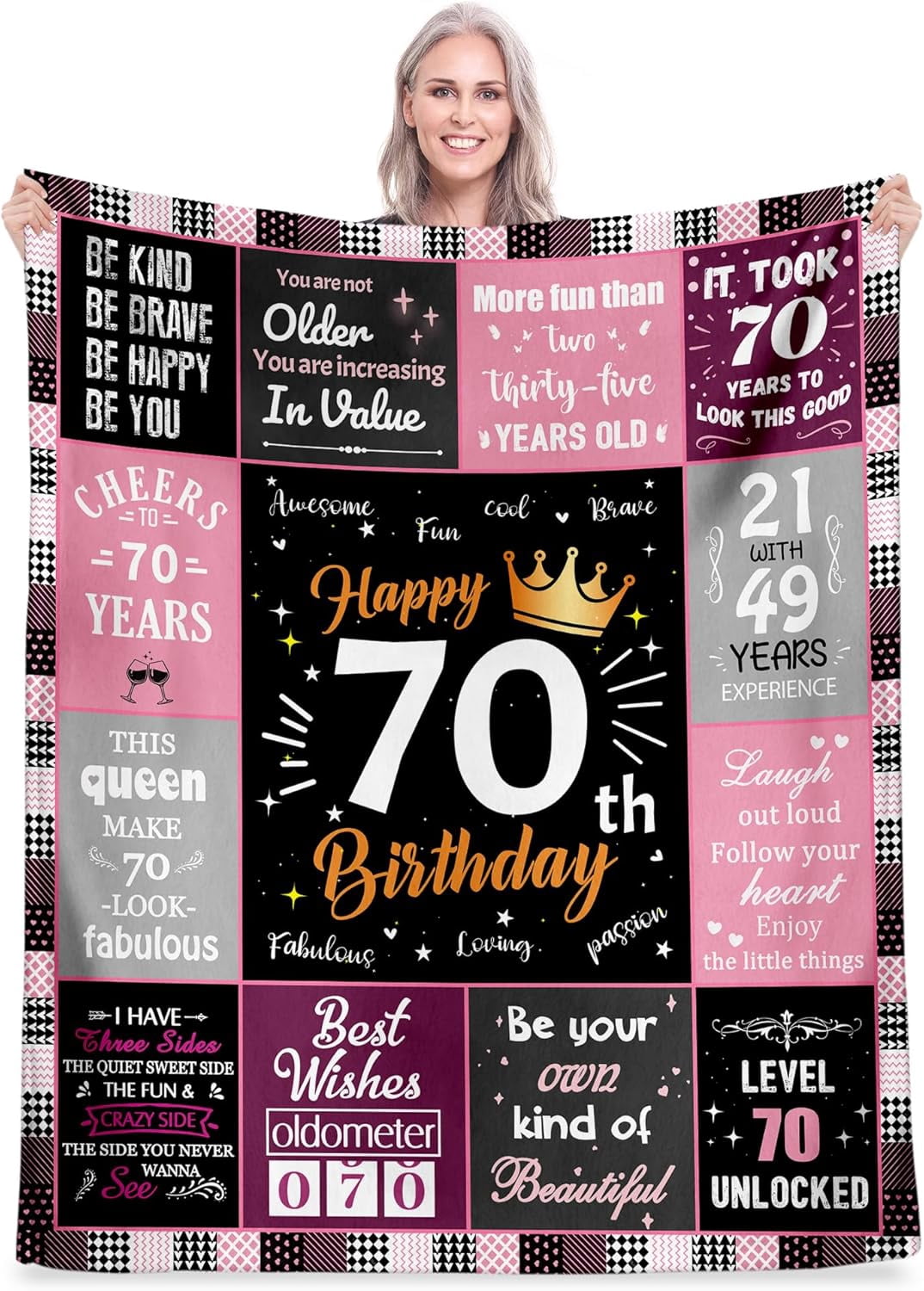 70th Birthday Gifts for Women, Unique Happy Birthday Fleece Throw ...
