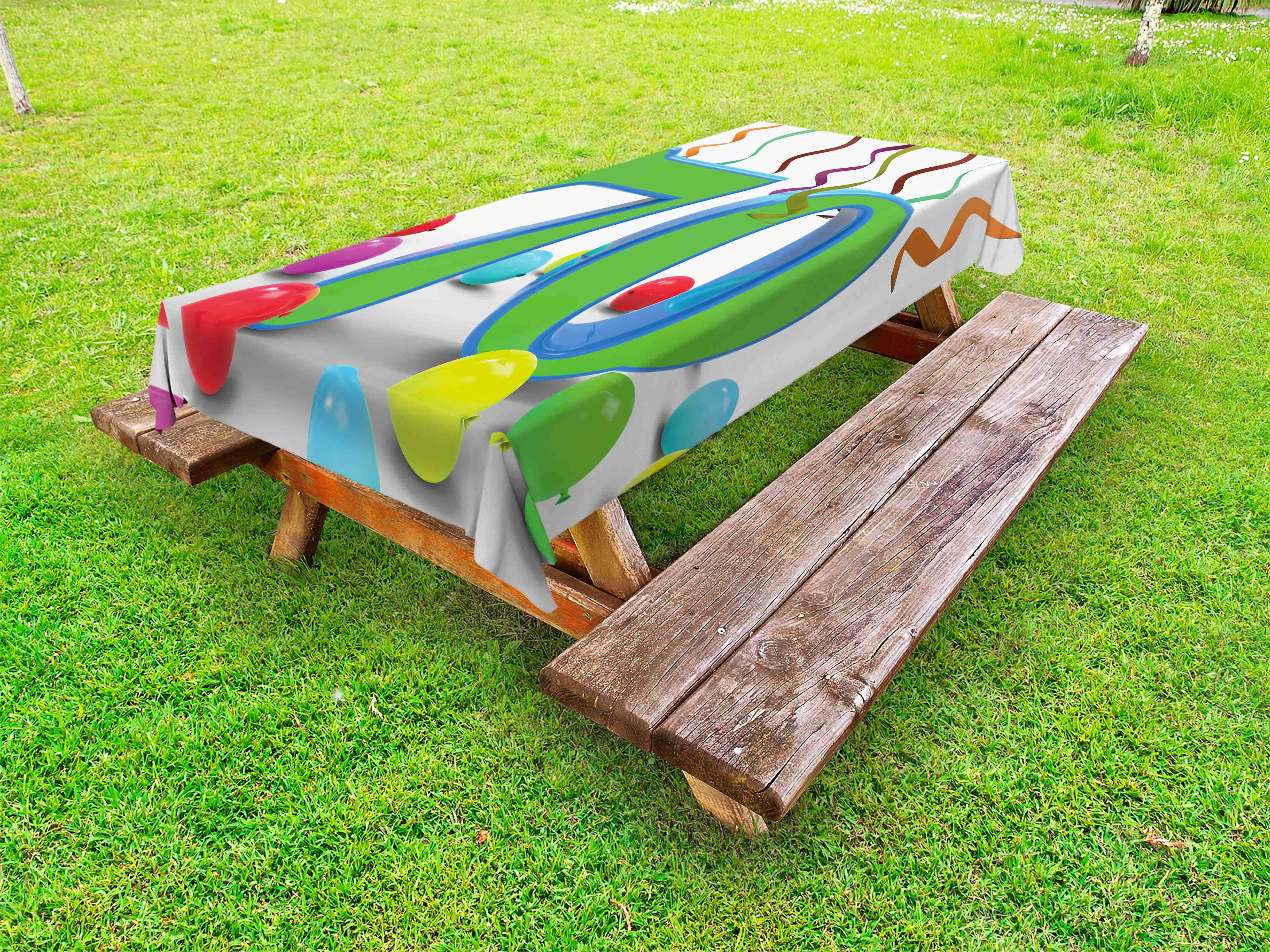 70th Birthday Outdoor Tablecloth, House Party Theme with Colorful ...
