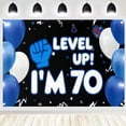 70th Birthday Polyester Backdrop, Black Blue Gaming Style Party Photo ...