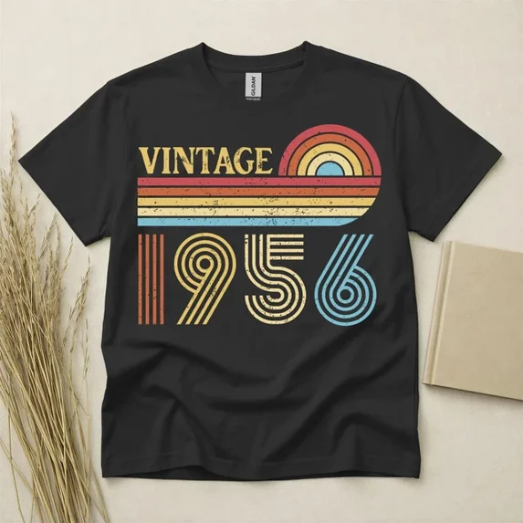 70th Birthday T-shirt Born In 1956 Gifts Vintage Rainbow TShirt Retro ...