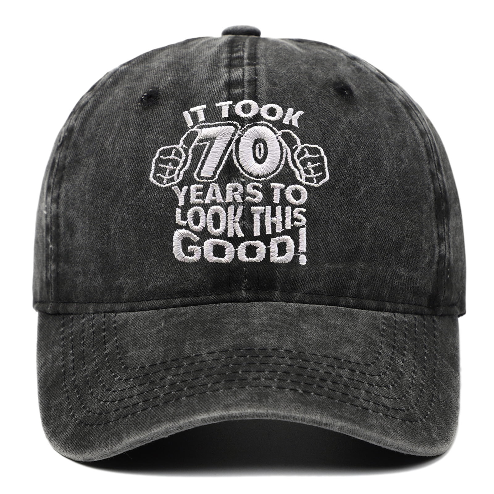 70th birthday gift embroidered baseball cap, pure cotton distressed ...