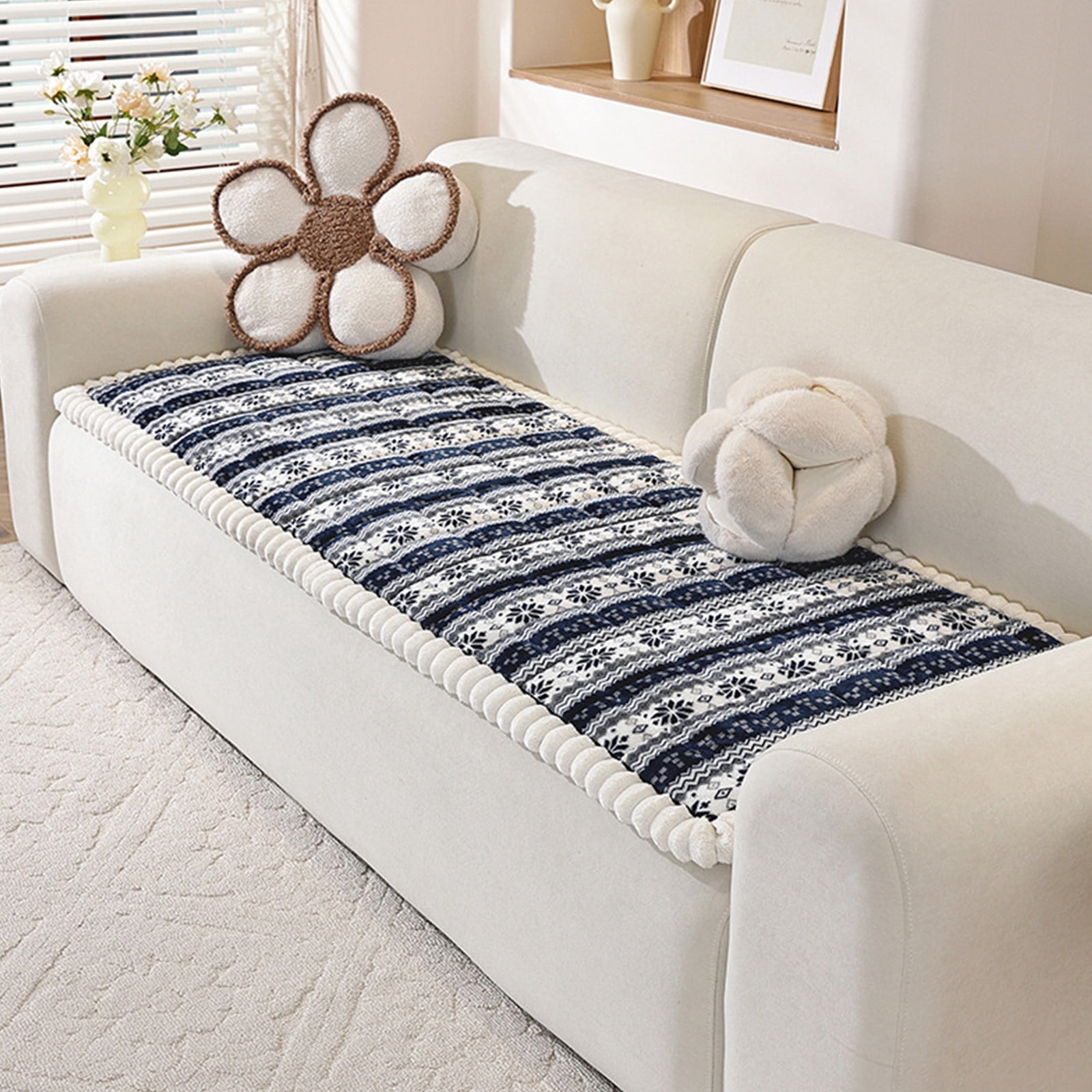 70x150cm Thickened Flannel Mantou Sofa Cushion, Winter Warm Non-Slip ...
