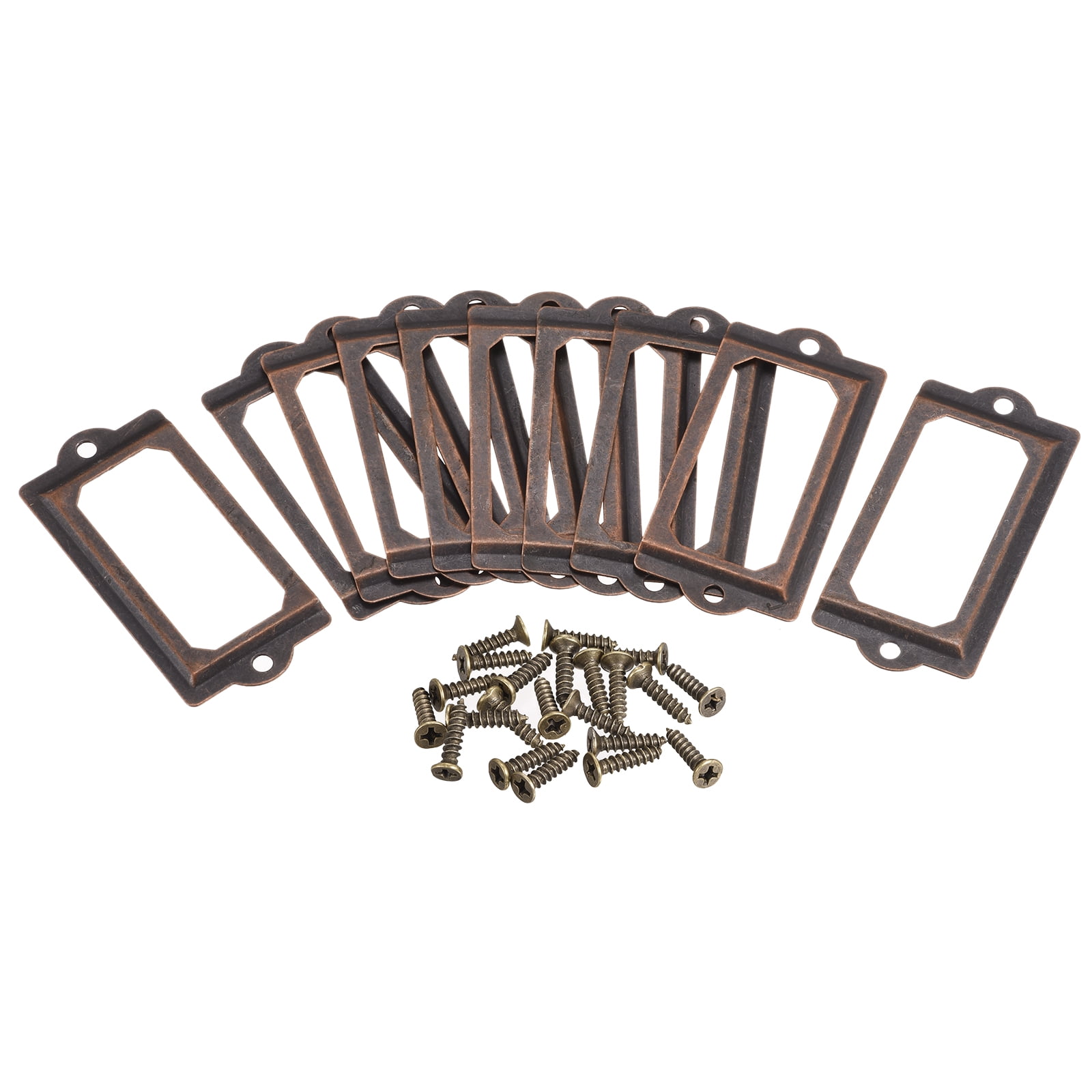 70x33mm Drawer Tag Label Metal Label Holder File Tag Frames Copper Tone ...