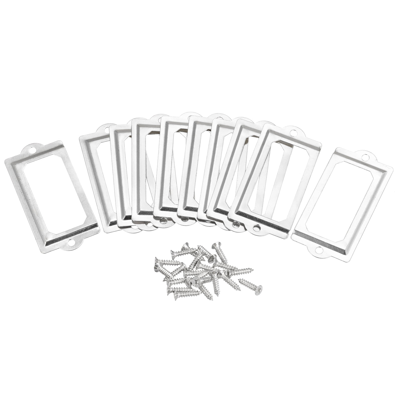 70x33mm Drawer Tag Label Metal Label Holder File Tag Frames Silver Tone ...