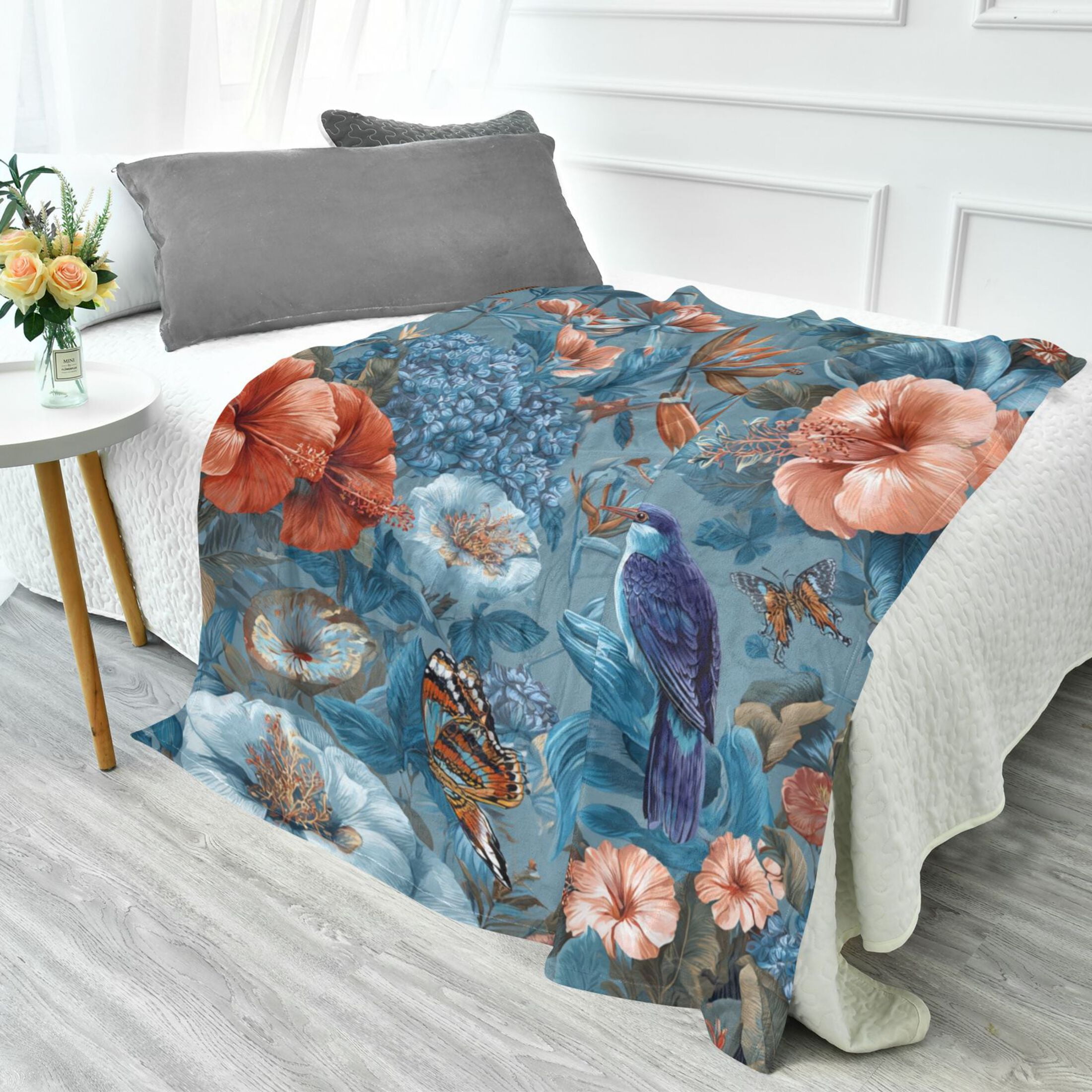 70x55 Inches Glow in The Dark Blanket Cozy Throw Camping Blankets for Home and Outdoor Use Birds ...