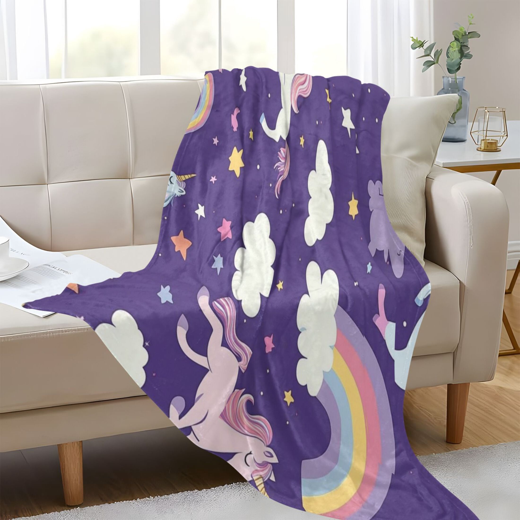 70x55in Magic Glow Flannel Blanket Fluorescent Blanket Bed Throws ...