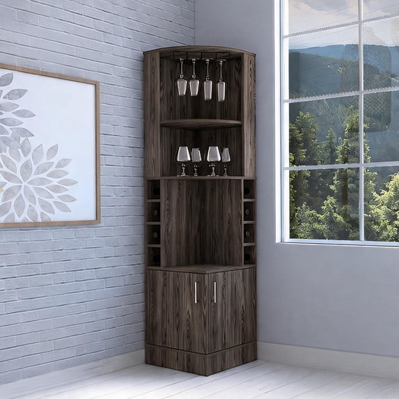 71.1-Inch Tall Corner Bar Cabinet, Particle Board Construction, Classic ...