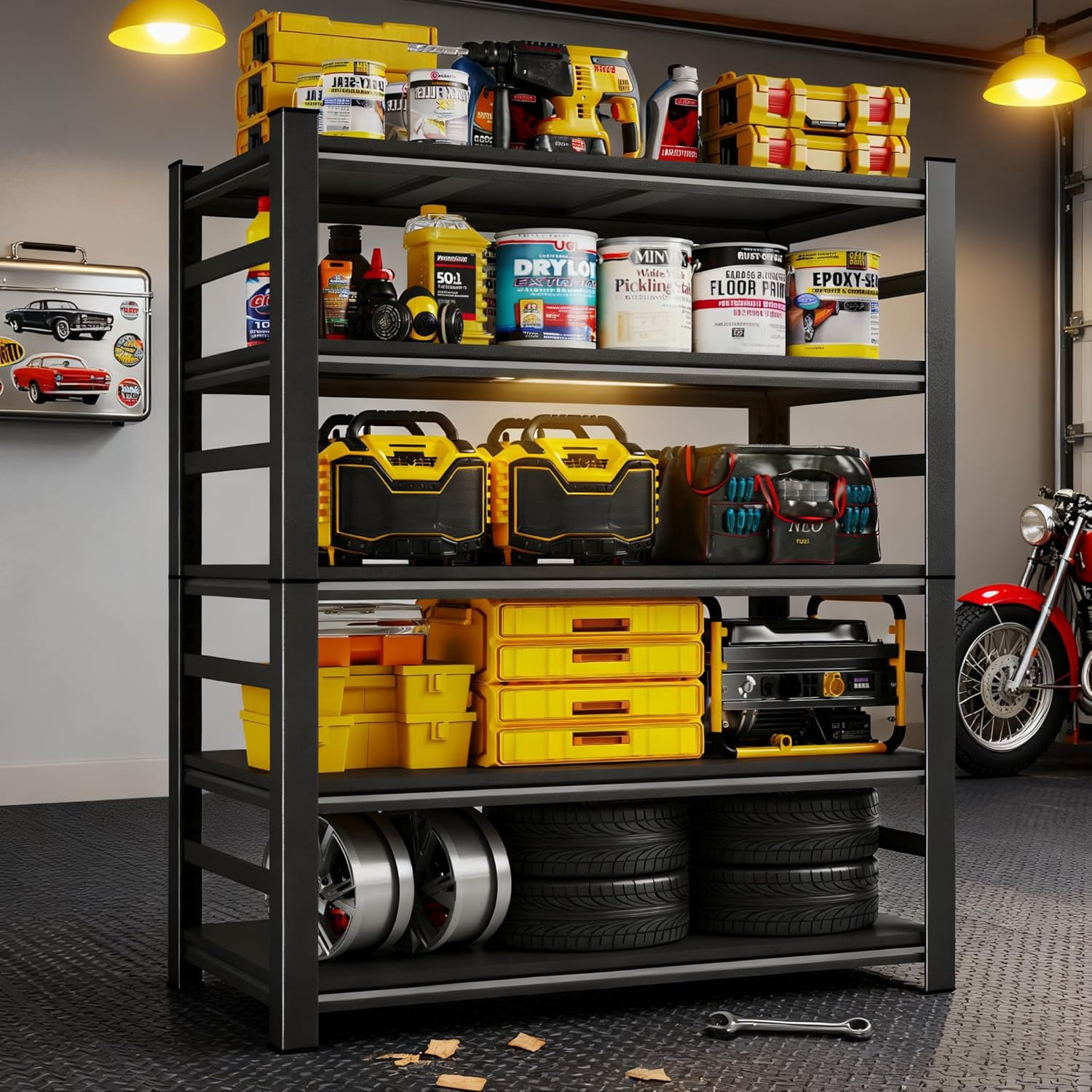 71.2''H Garage Shelving Heavy Duty 5-Tier Adjustable Storage Shelves ...