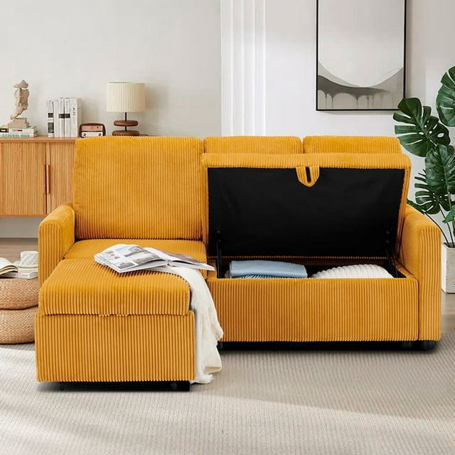 71'' 3 Seats Sleeper Sofa Couch with Pull Out Bed, Convertible Sofas with Hidden Storage ...