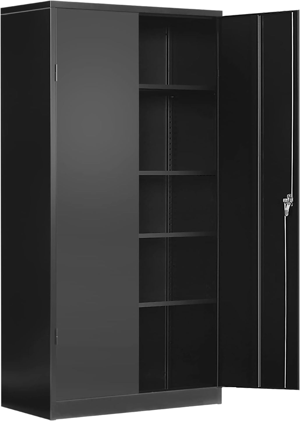 71" Lockable Steel Storage Cabinet Black Locking Metal Storage Cabinets ...