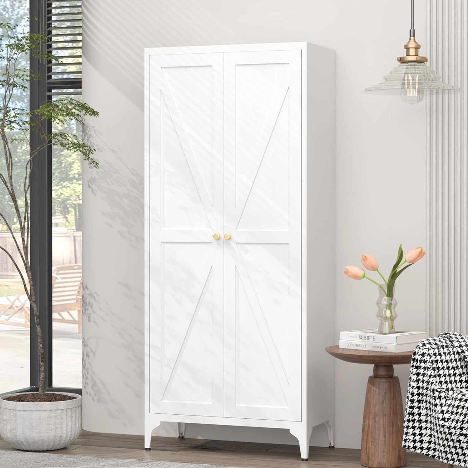 71" Pantry Storage Cabinet Food Pantry Cabinet， Farmhouse Tall Storage ...