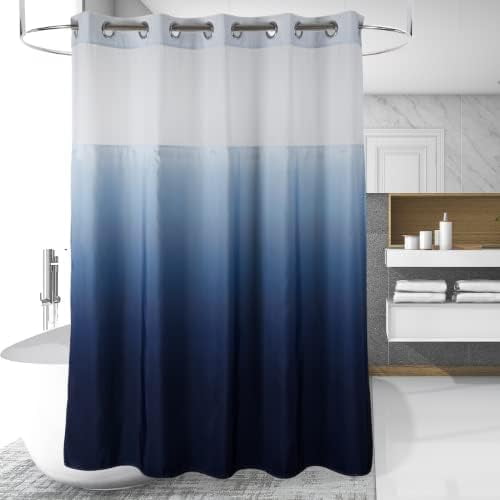 71" W x79 L Hook Free Fabric Shower Curtain with Polyester Snap-in ...