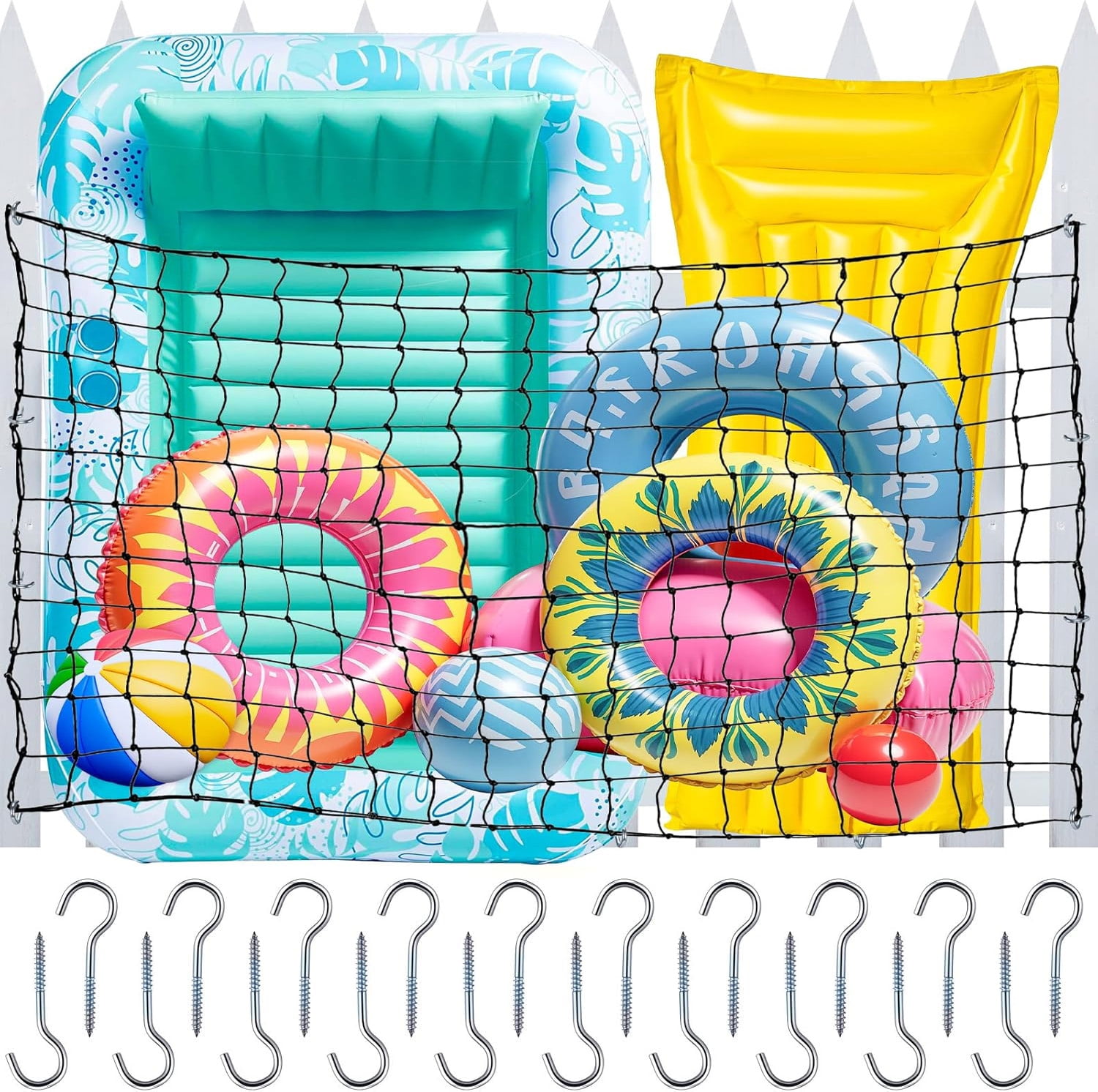 71"×47" Pool Float Toy Storage Net,Bexikou Large Hanging Elastic Mesh ...