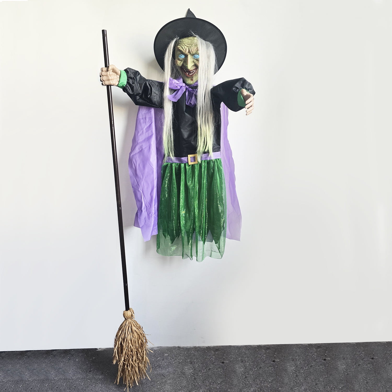 71.4inch Flying Witch Outdoor Halloween Decorations Hovering Witch with ...