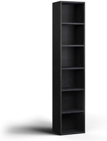 71.5" Tall Narrow Bookshelf, 6 Tier Floor Standing Bookcase, Open ...