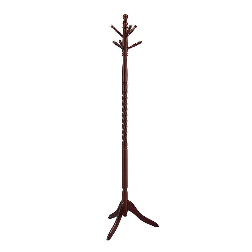 71.5" Tall Wooden Standing Coat Rack "Twist" with Cherry Finish ...