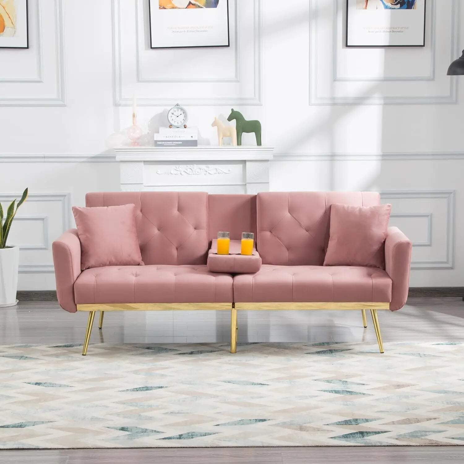 71.5-inch Sofa Bed Living Room Set, Convertible Living Room Furniture ...