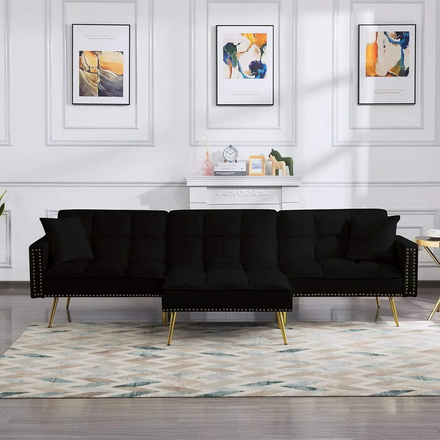 71.5-inch Sofa Bed Living Room Set, Convertible Living Room Furniture ...