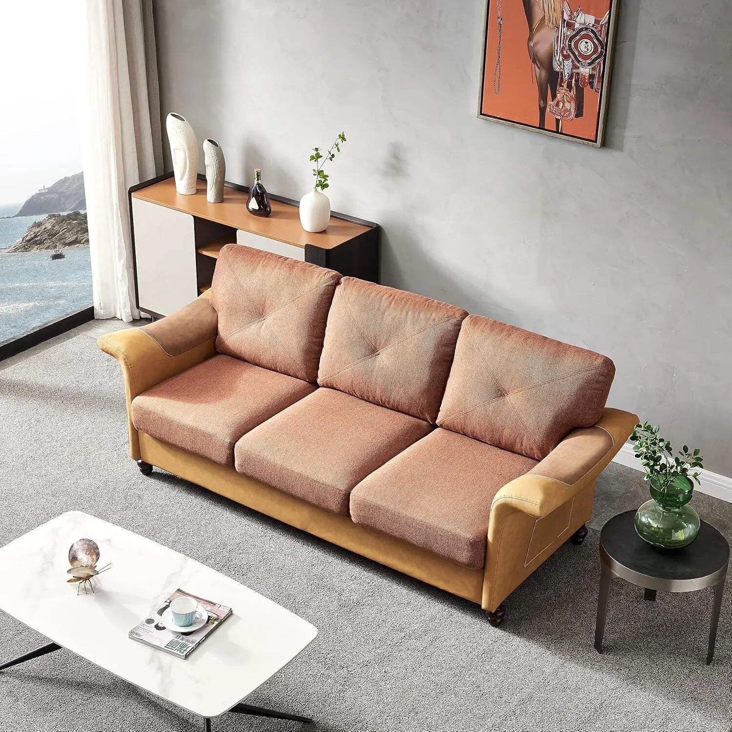 71.5-inch Sofa Bed Living Room Set, Convertible Living Room Furniture ...