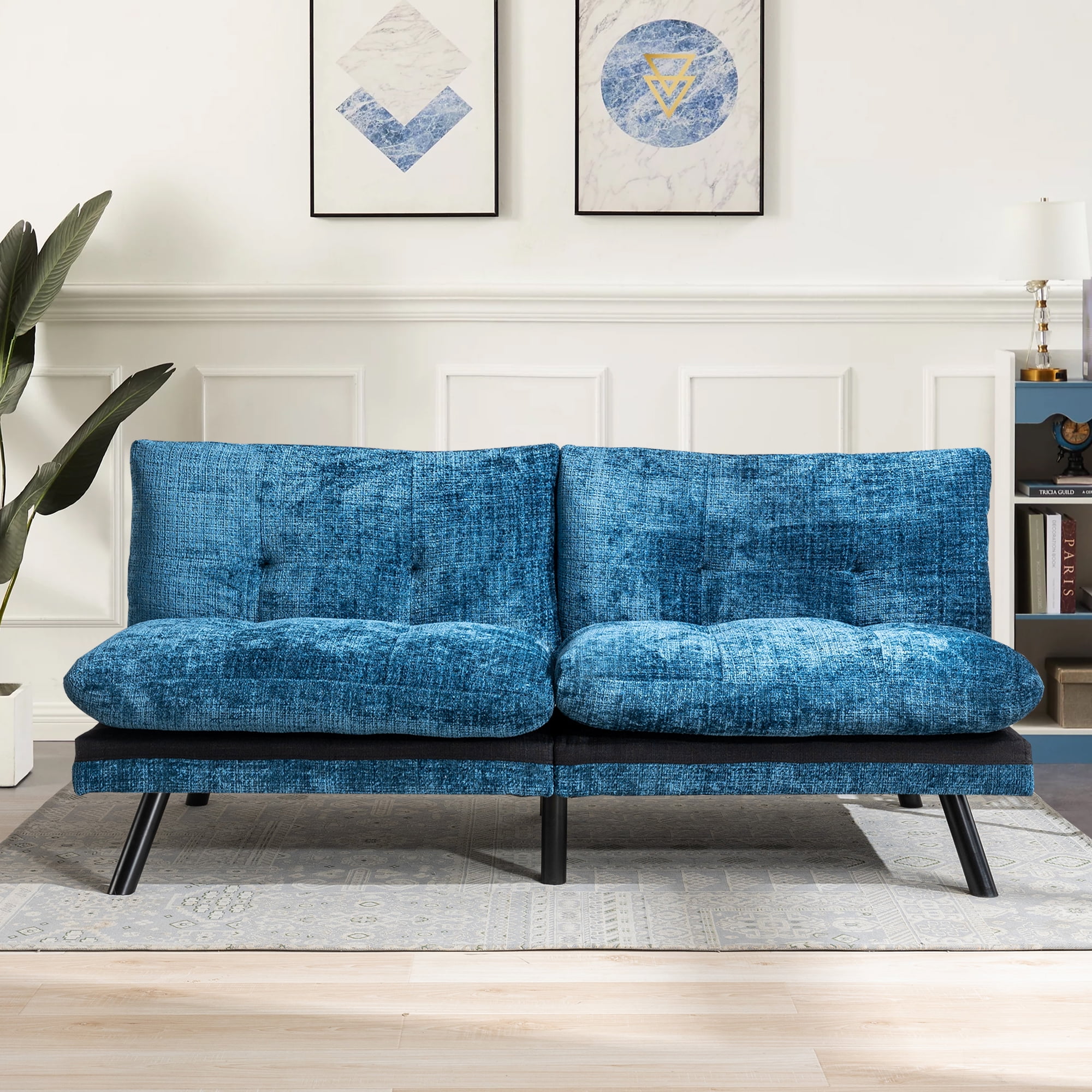 71.6" Convertible Futon Sofa, Folding Loveseat Couch Sleeper, 3 ...