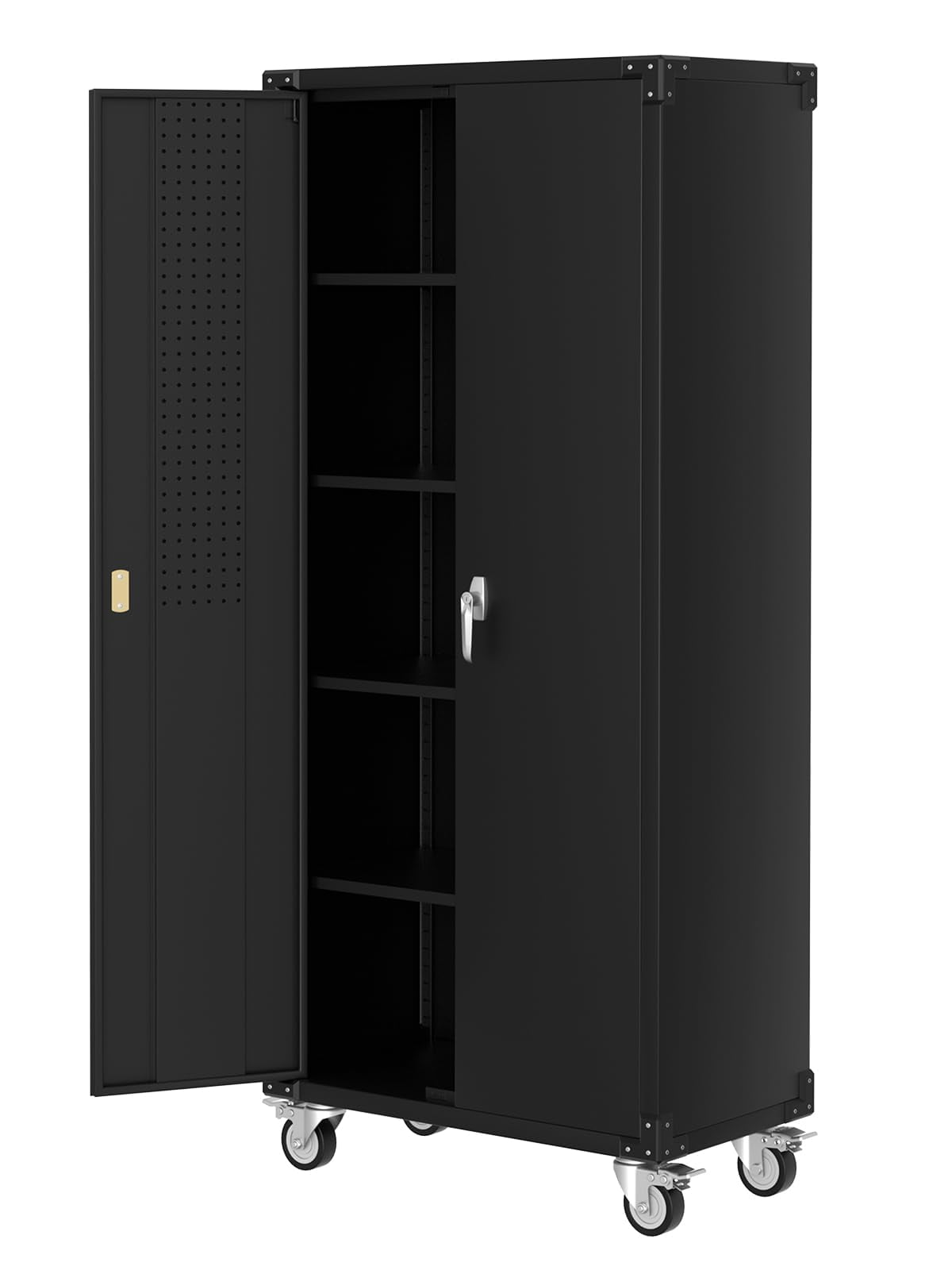 71.7" Rolling Storage Cabinet Heavy-Duty Steel Locker with 4 Adjustable ...