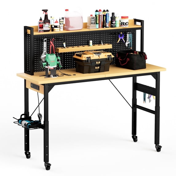 71" Adjustable Height Workbench, 2000 LBS Load Capacity, Heavy Duty ...