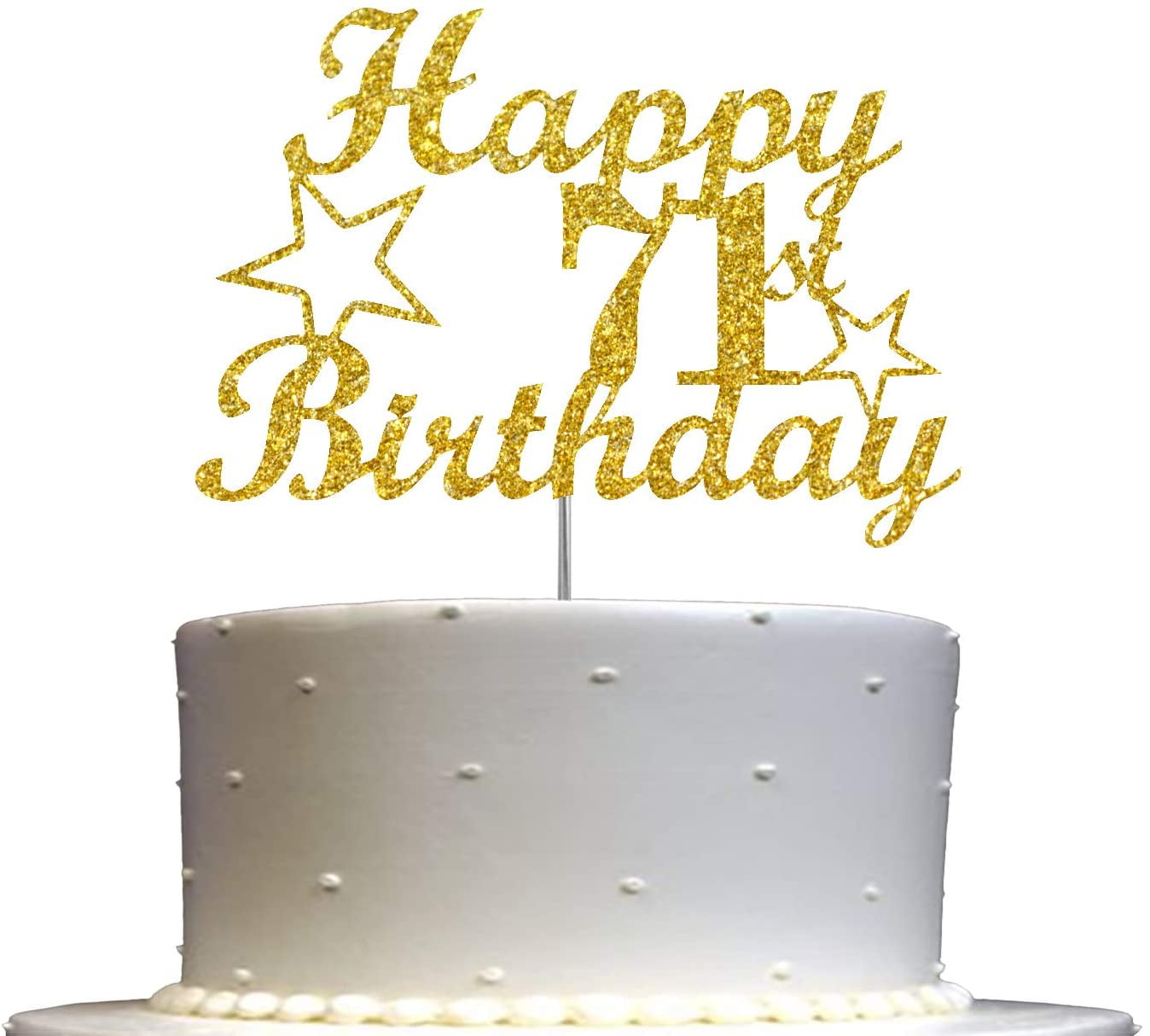71 Birthday Cake Topper Gold Glitter, Party Decoration Ideas, Sturdy ...