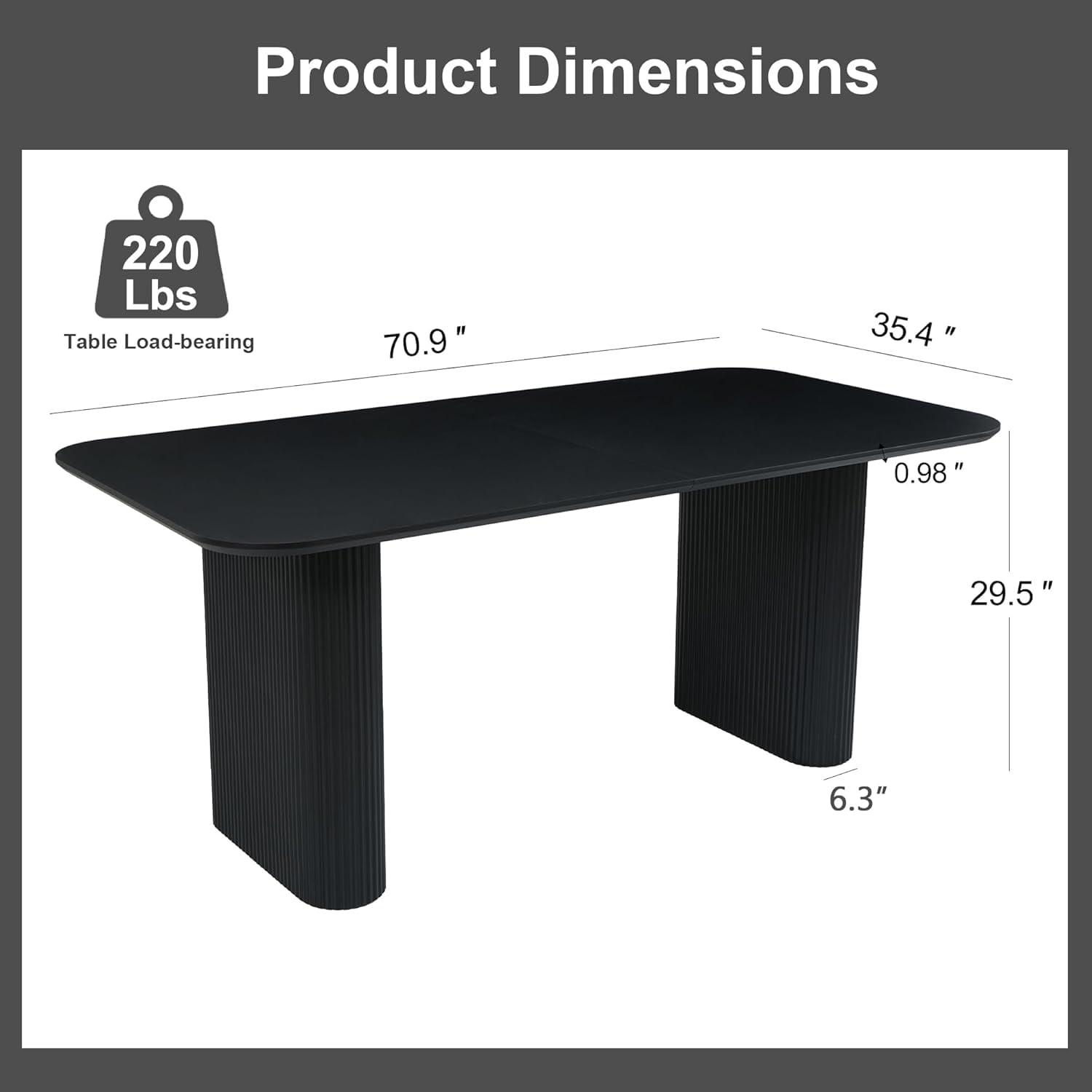 Large Oval Dining Table for 4-6, Modern Kitchen Table with Wave ...