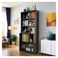 71" Bookshelf, 5 Tier Wood Bookcase, Large Standing Display Shelf for ...