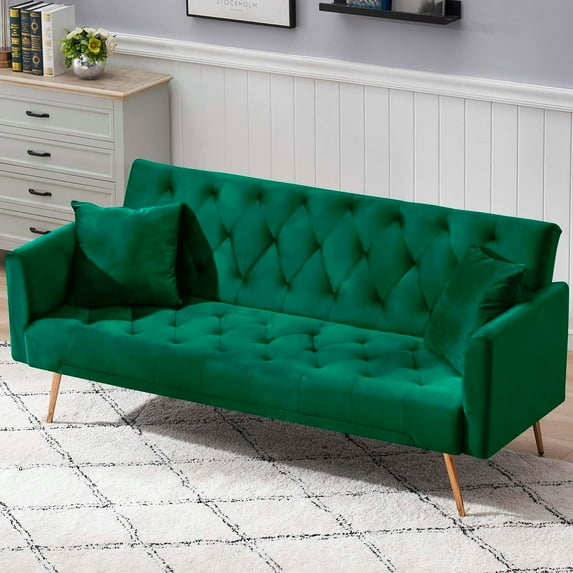 71" Convertible Folding Sleeper Sofa Couch,Modern Velvet Loveseat ...