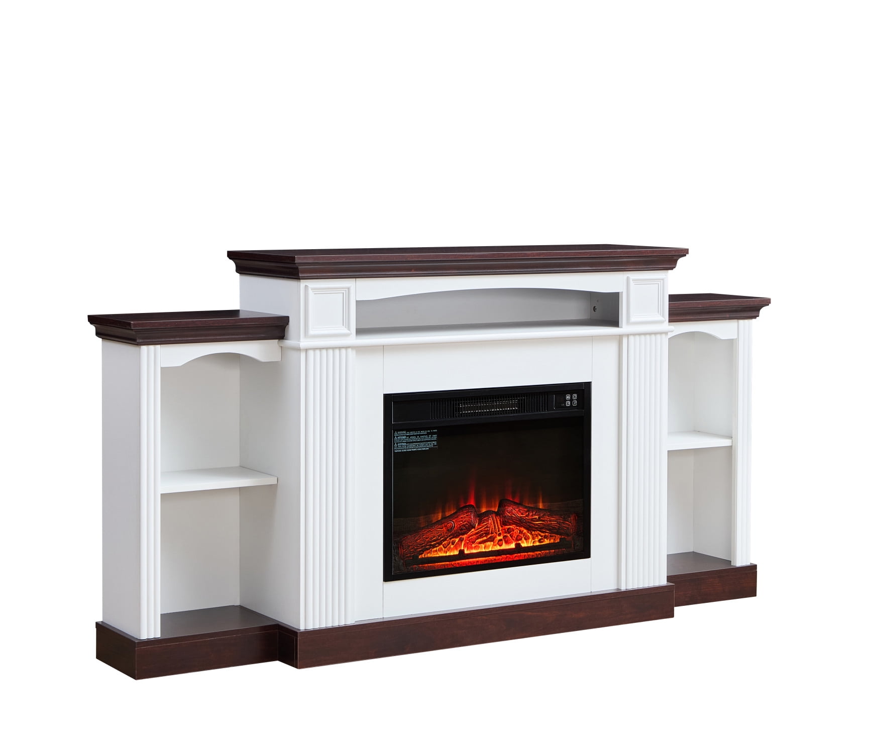 71" Electric Fireplace with Mantel, Farmhouse Entertainment Center with ...