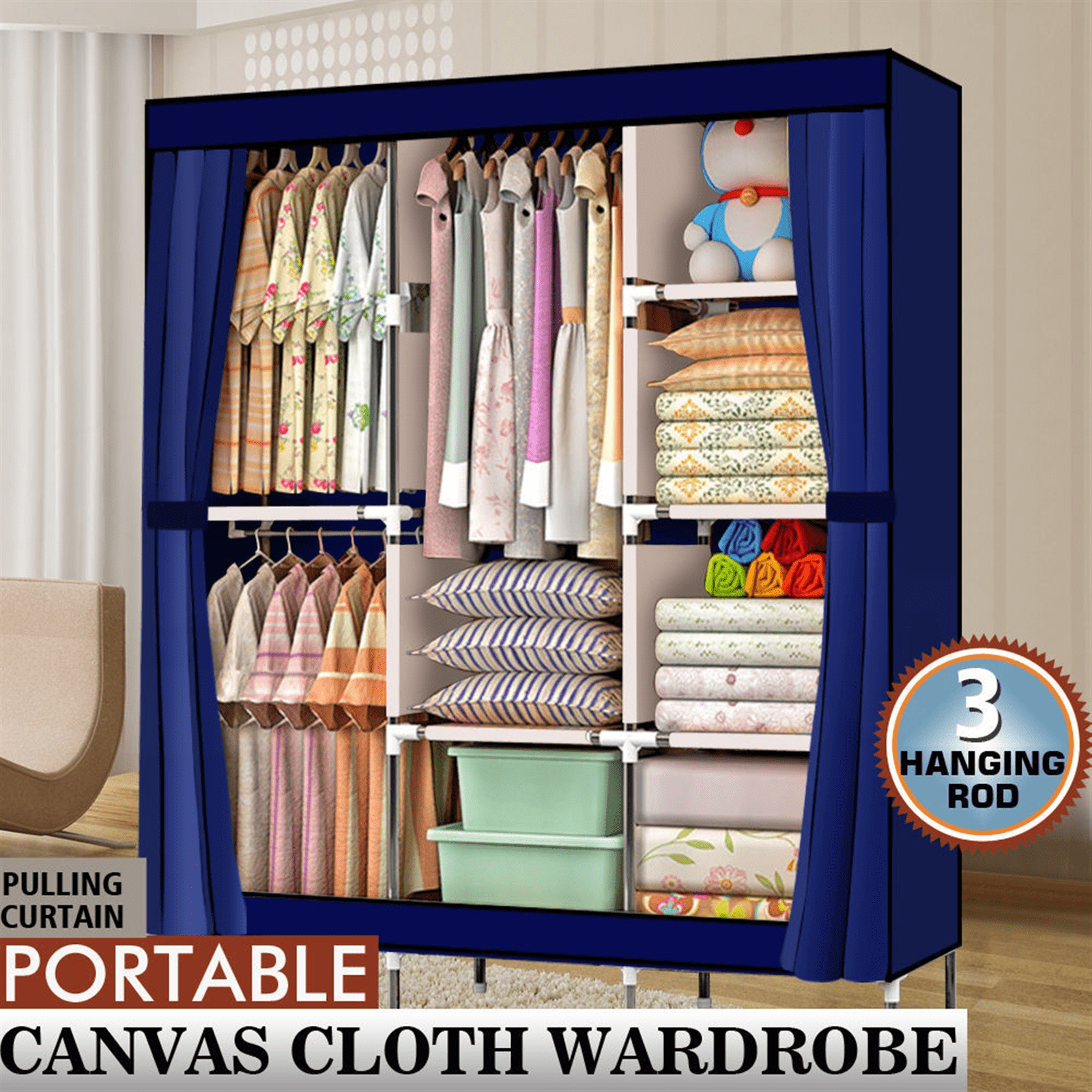 71" Extra-Tall Portable Closet - Heavy Duty Wardrobe with 8 Shelves ...