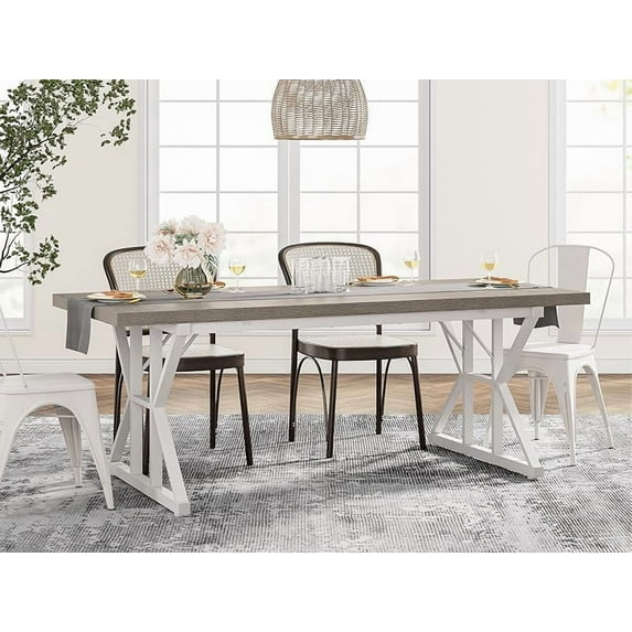 71" Farmhouse Dining Table for 6, Rustic Rectangular Kitchen Table with ...