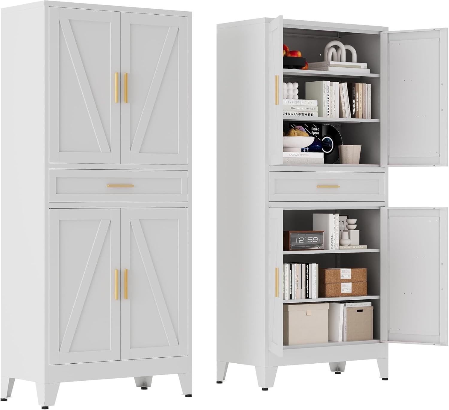 71 "Farmhouse Metal Filing Cabinet with a Drawer and 4 Adjustable ...