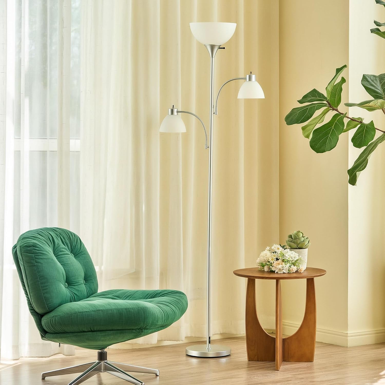 71" Floor Lamp for Living Room with 3 Bulbs, Standing Lamp with ...