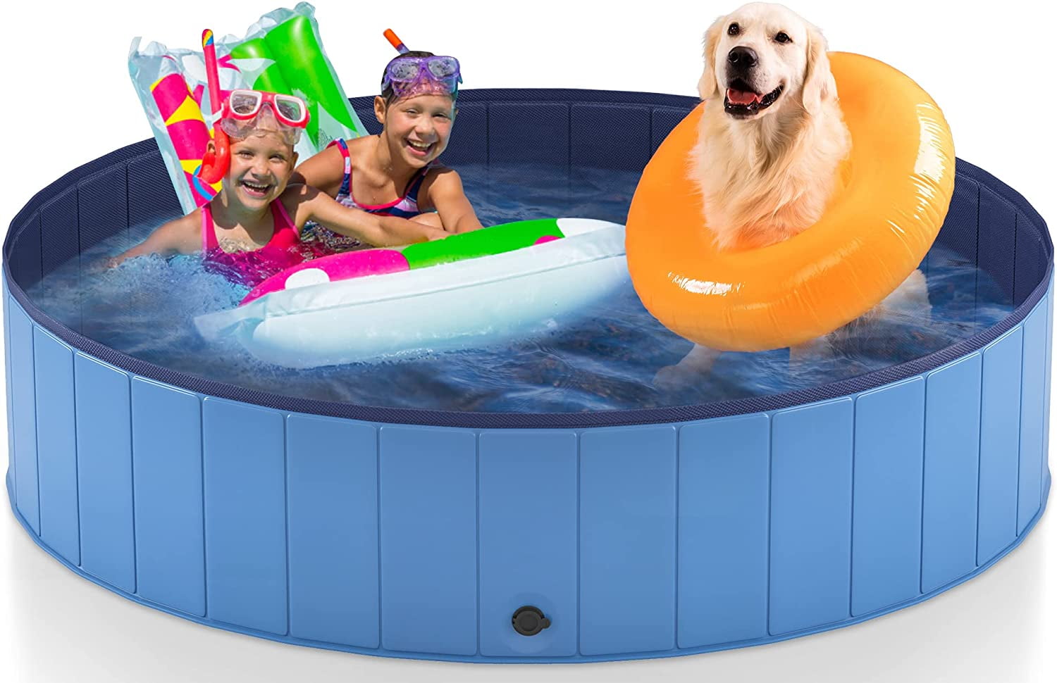 71" Foldable Dog Pool for Large Dogs, Portable Hard Plastic Dog ...