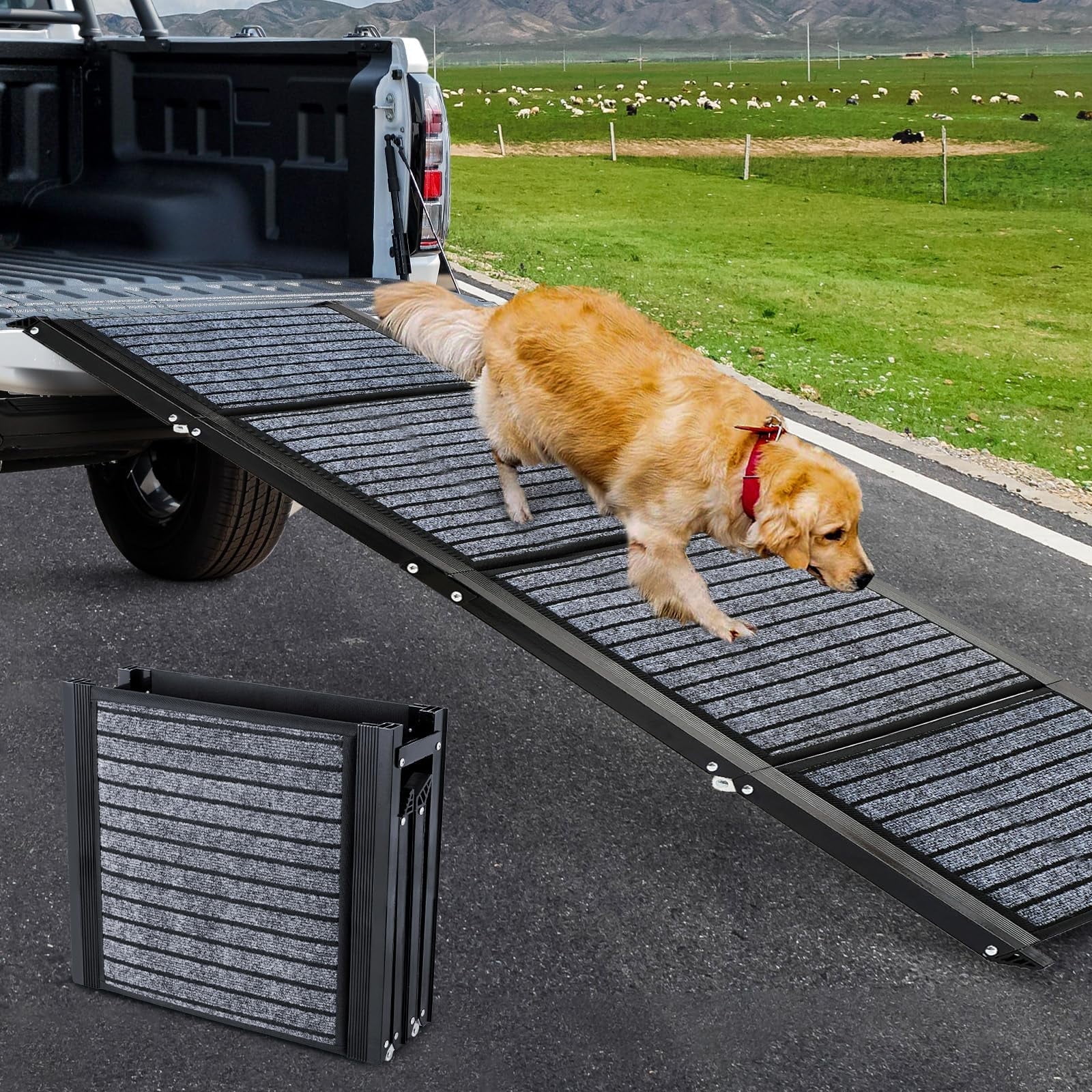 "71"" Large Portable Folding Dog Ramp for Trucks and SUVs - Non-Slip ...
