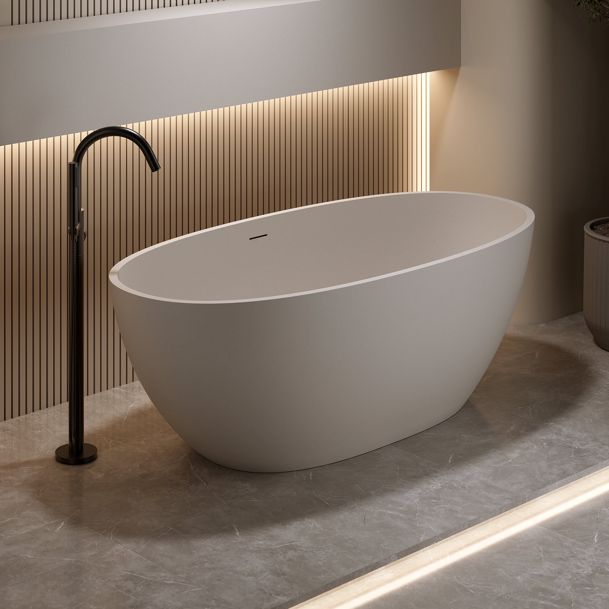 71'' Freestanding Bathtub Resin Stone Soaking Bathtub Solid Surface ...